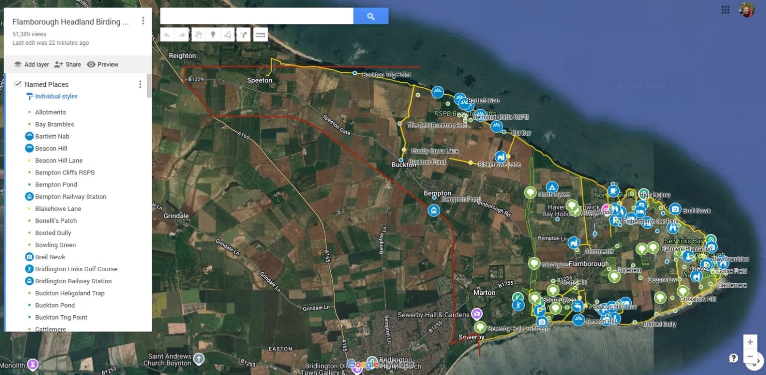 Flamborough Headland Map - Flamborough Bird Observatory
